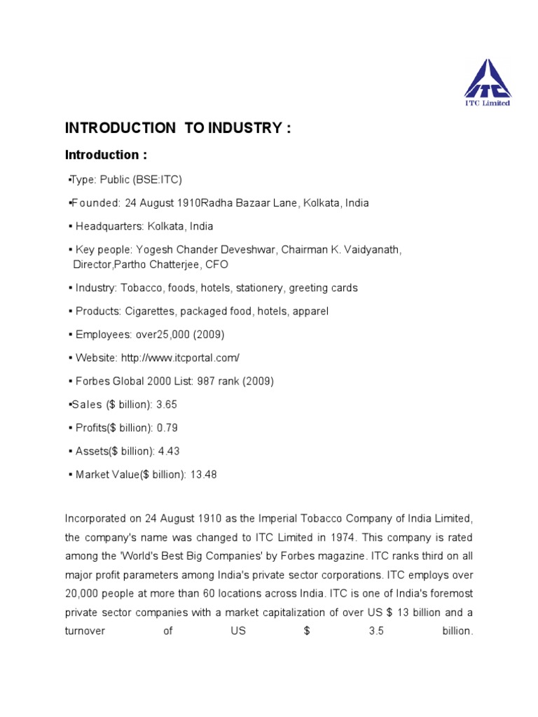 Indian Tobacco Co. (ITC) | PDF | Curry | Foods