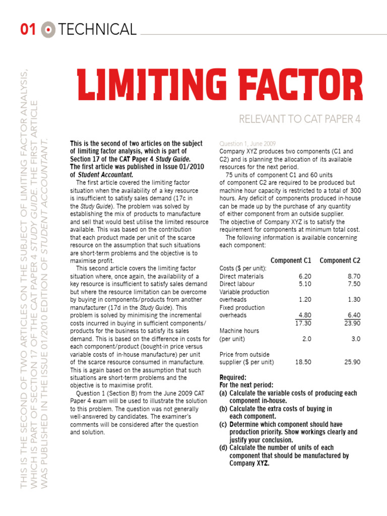 Limiting Factor Analysis: Buying Components | PDF | Profit (Economics) | Demand