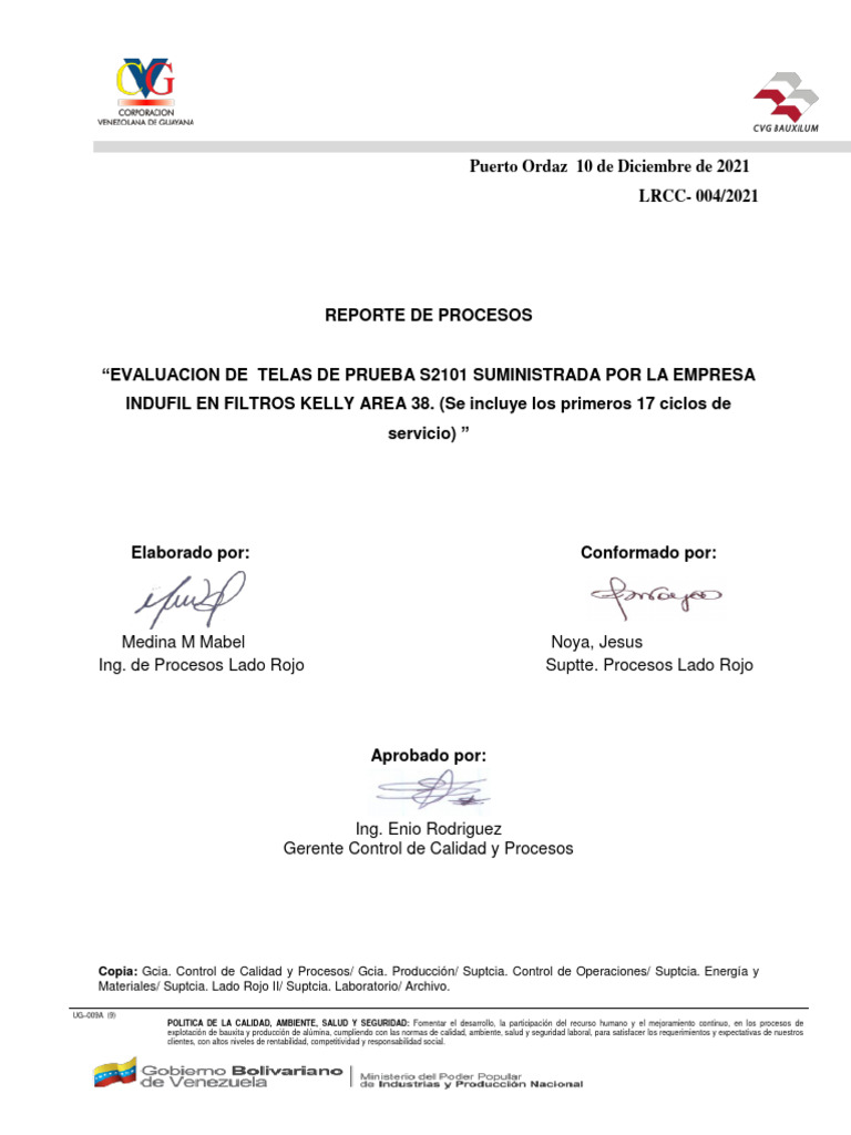 LRCC-004-2021 EVALUACION DE TELAS DE PRUEBA S2101 SUMINISTRADA POR LA ...