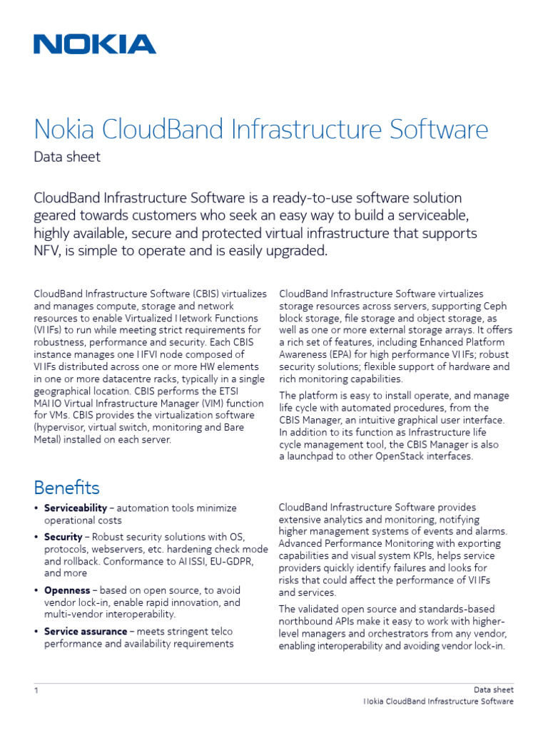 Nokia CloudBand Infrastructure Software Data Sheet en | Download Free ...