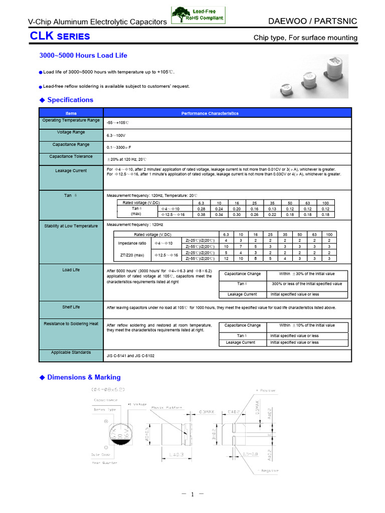 Daewoo-Partsnic (SMD) CLK Series | PDF | Capacitor | Electrical Engineering