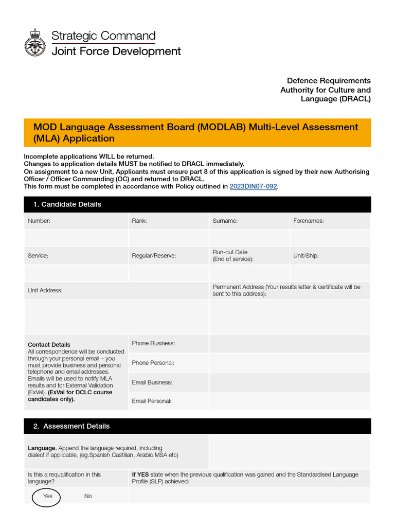 MOD Language Assessment Application | PDF