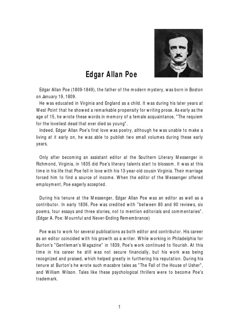 Edgar Allan Poe: Life and Legacy | PDF | Edgar Allan Poe | Poetry