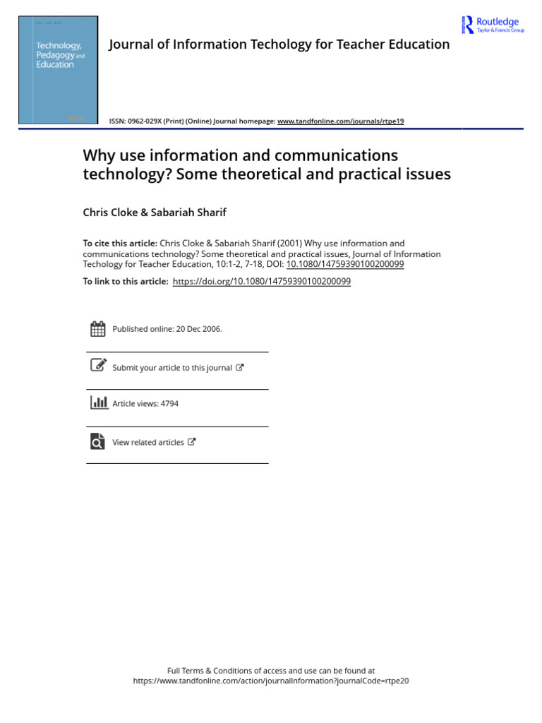 7 Why use information and communication technology | PDF | Educational Technology | Pedagogy