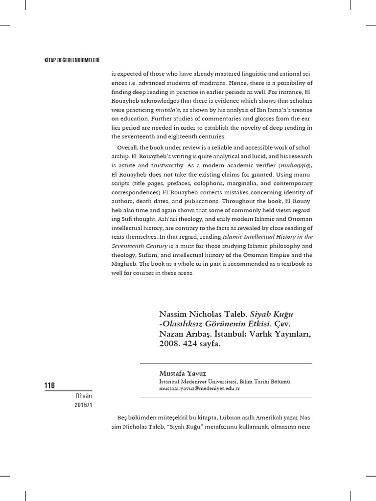 Nassim Nicholas Taleb. Siyah Ku U - Olas L Ks Z G R Nenin Etkisi ...