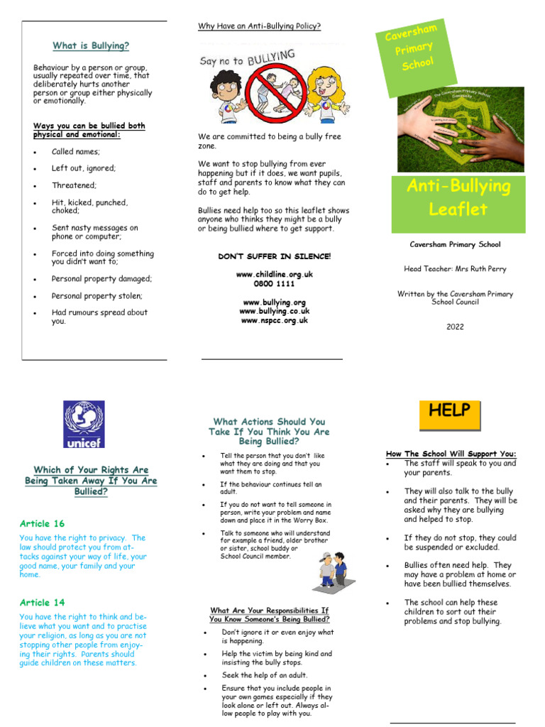 Anti Bullying Leaflet 2022 | PDF | Bullying | Social Psychology