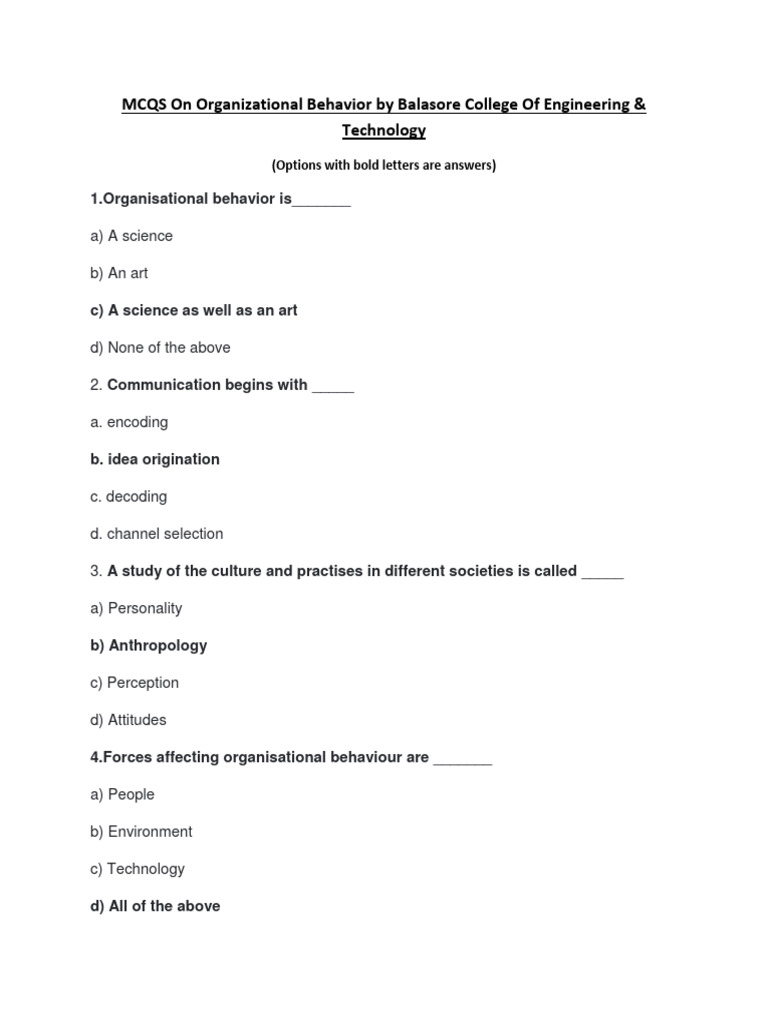 Organizational Behavior Pdf Organizational Behavior Attitude