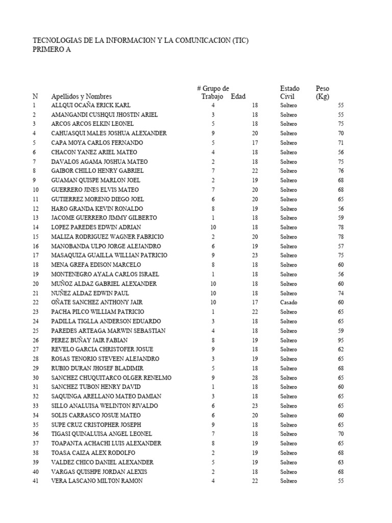 Datos Tics A N1 | PDF