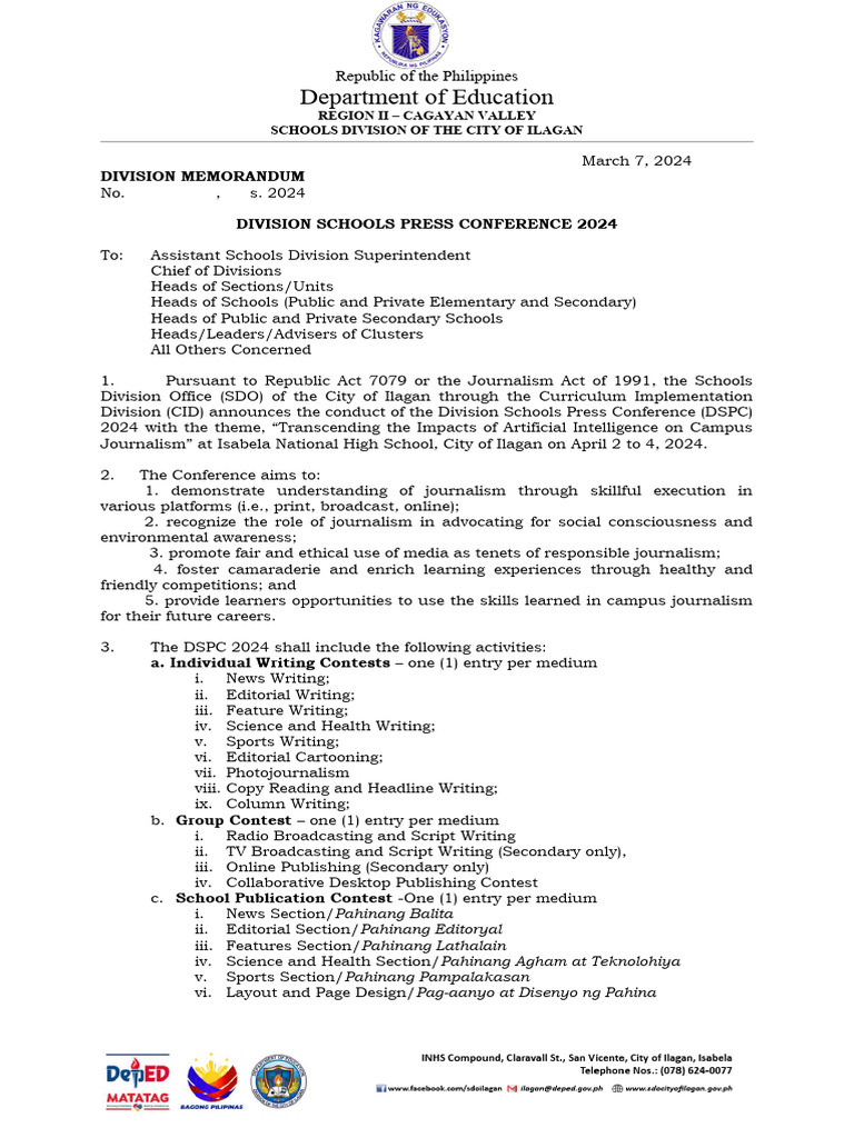 memo-DSPC-2024 | PDF | Journalism | Usb Flash Drive