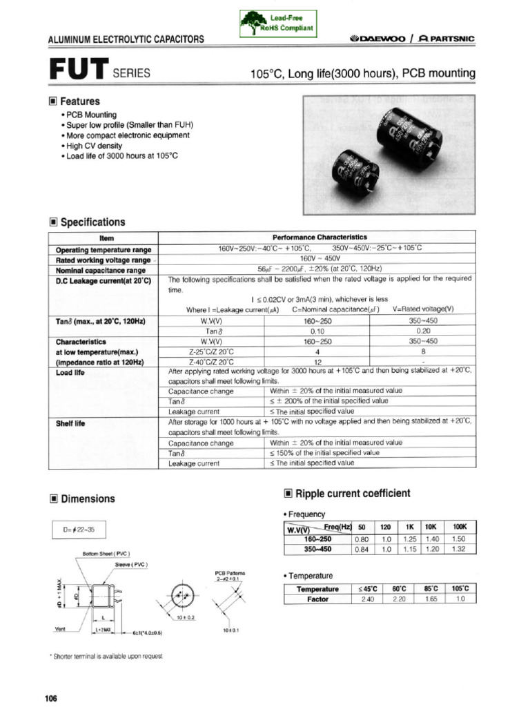 Daewoo-Partsnic [snap-in] FUT Series | PDF