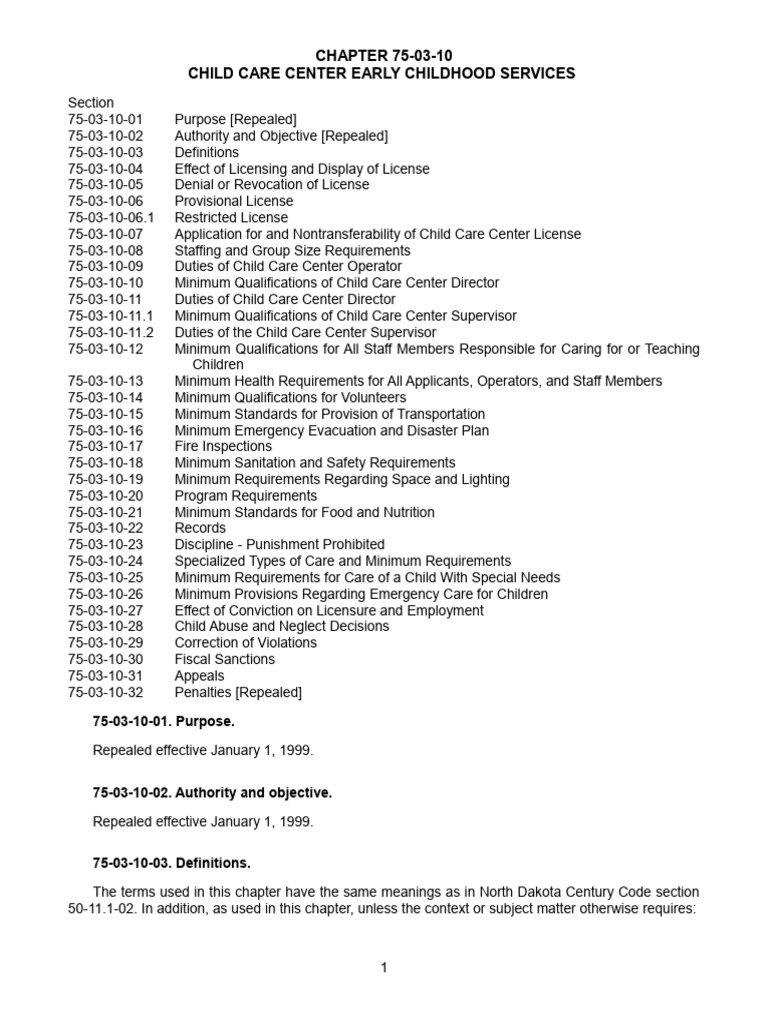 Child Care Center Licensing Guidelines | PDF | Child Care | Early ...