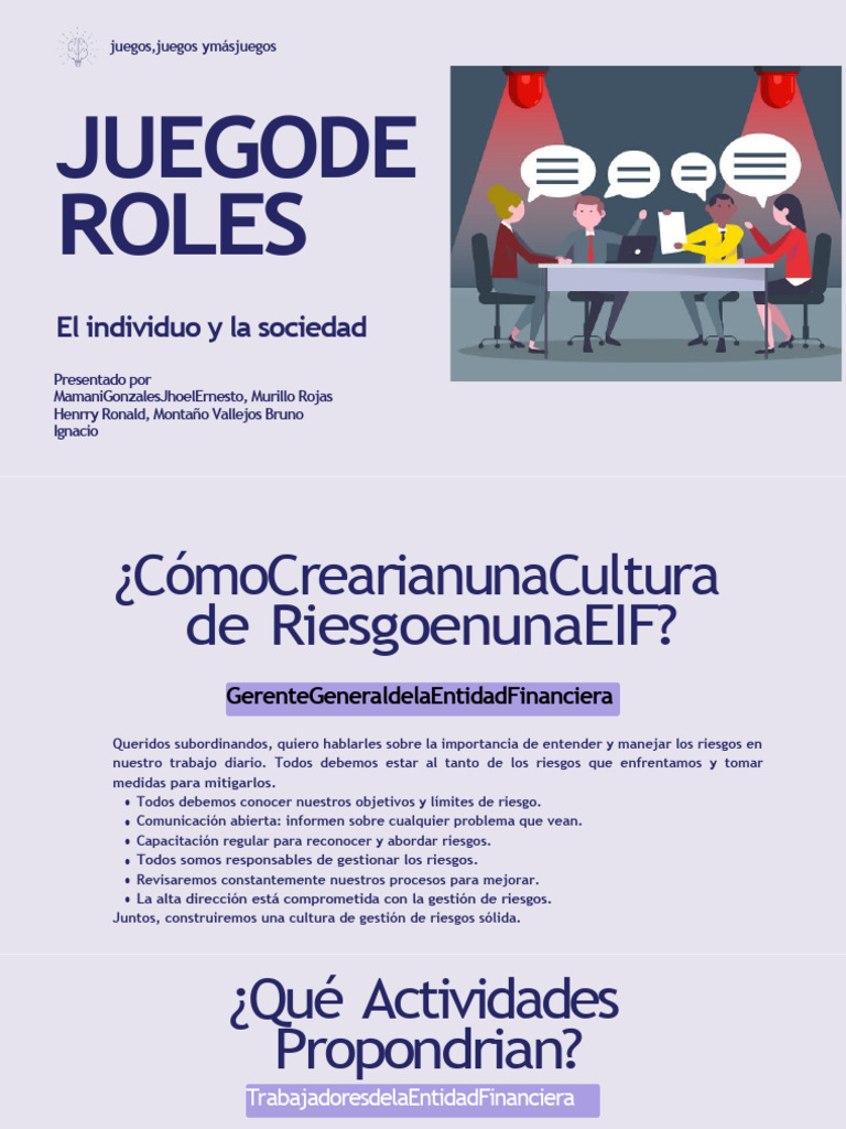 Juego de Roles Del Individuo y La Sociedad | PDF | Business | Comunicación
