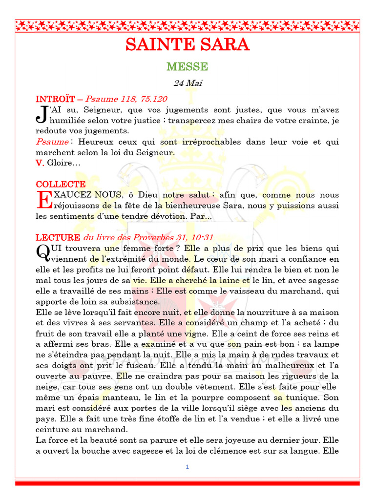 Prière et dévotion à Sainte Sara | PDF | Religion et spiritualité