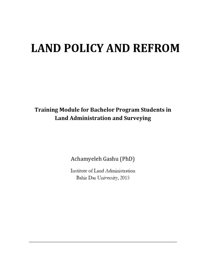Land Policy and Reform Training Module | PDF | Land Reform ...