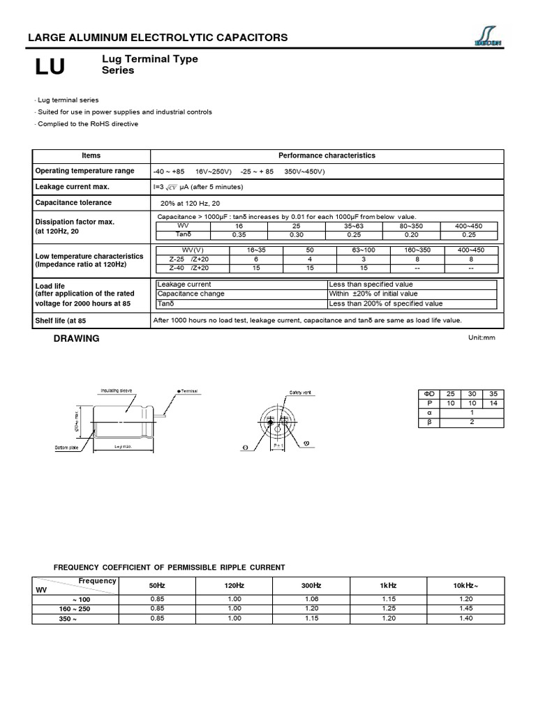 Decon (Lug) LU Series | PDF | Capacitor | Computer Engineering