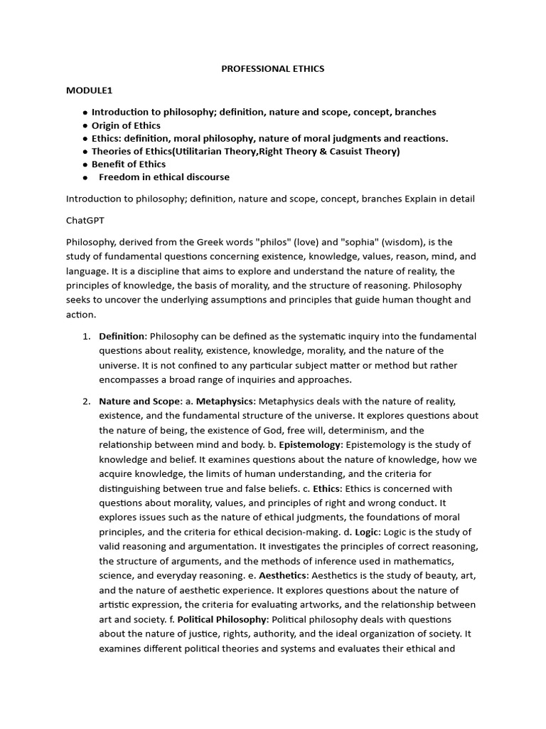 PROFESIONL - ETHICS - NOTES (1 and 2 N | PDF | Morality | Utilitarianism