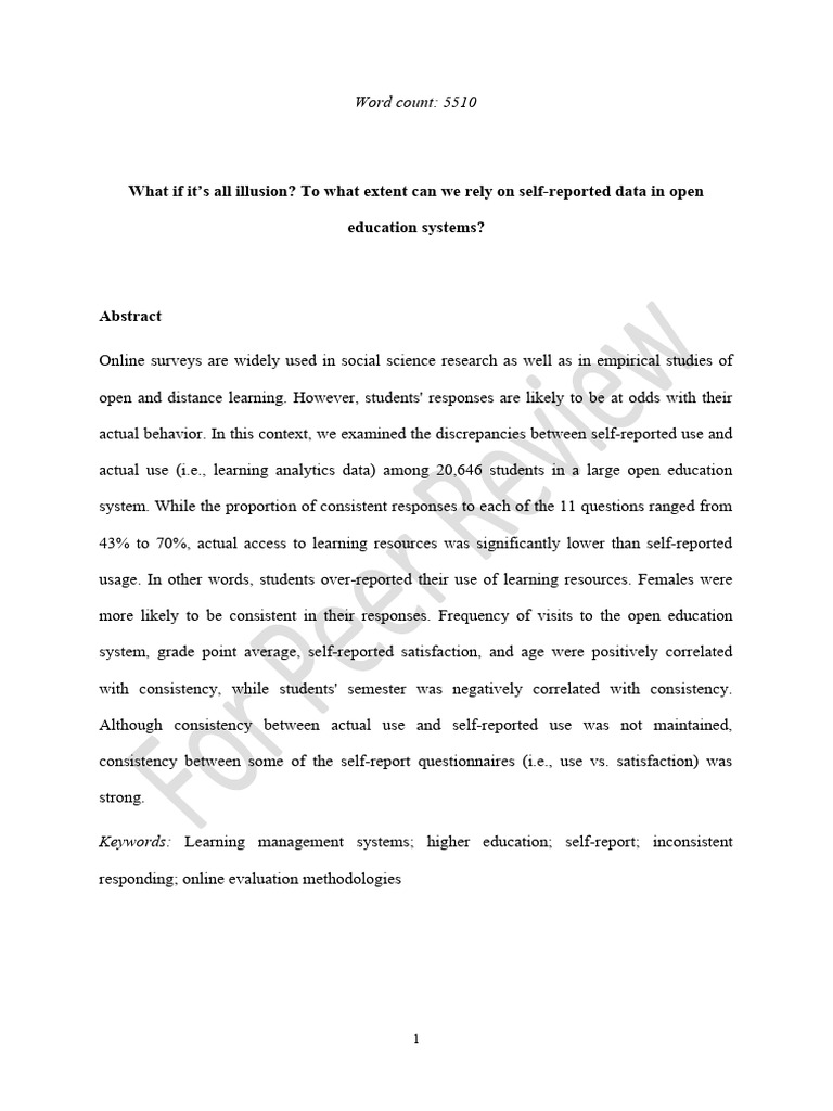 Reviewer | Download Free PDF | Self Report Study | Survey Methodology