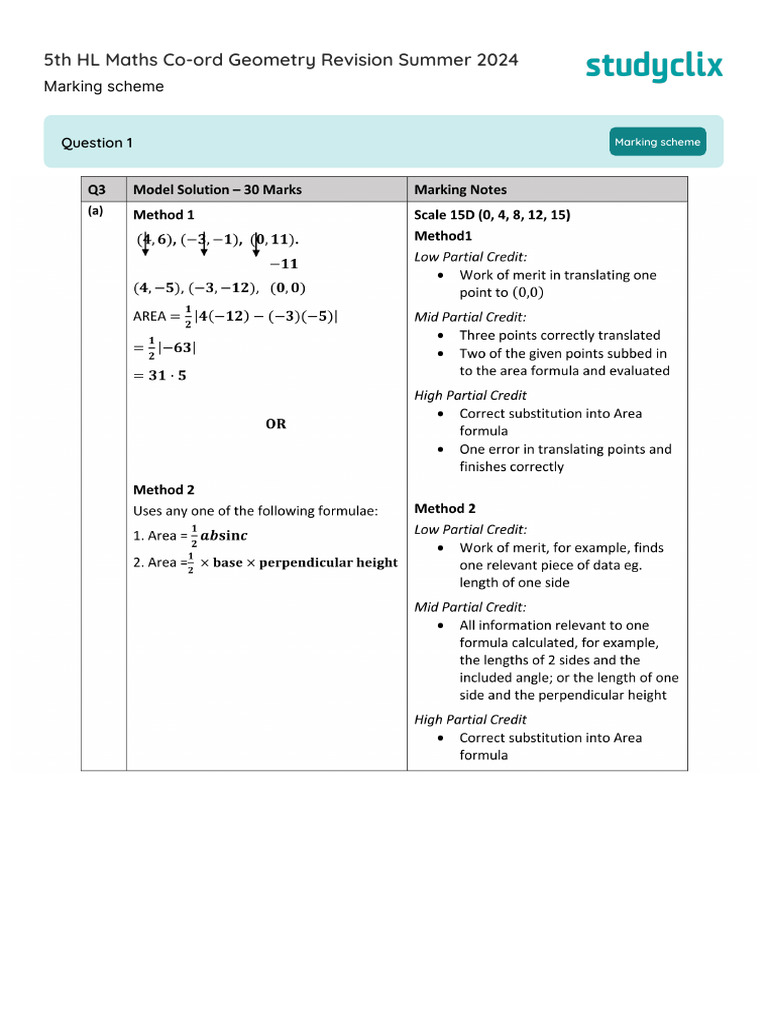 5th HL Maths Geometry Marking Guide | PDF | Teaching Methods & Materials