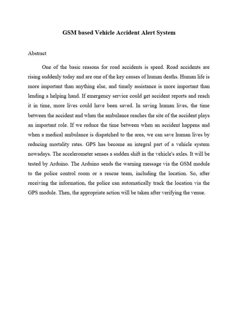 GSM Based Vehicle Accident Alert System | Download Free PDF | Rectifier ...