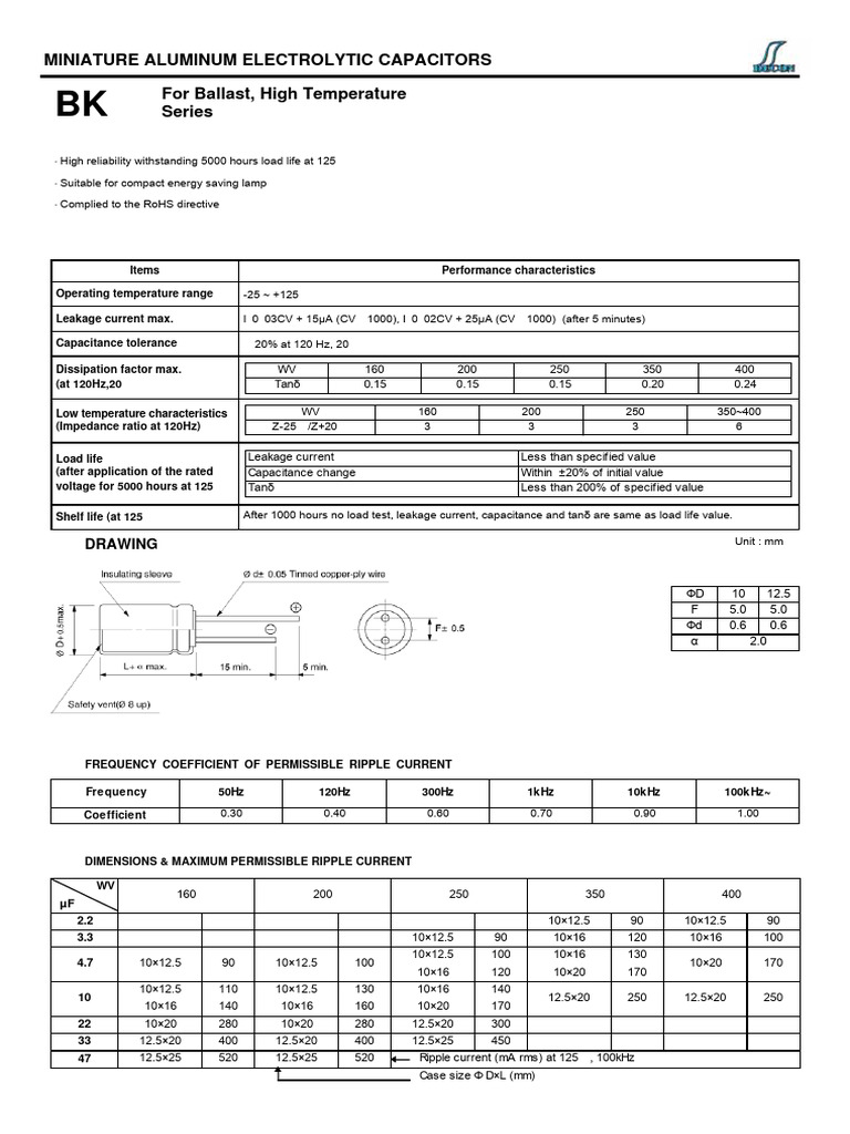 Decon (Radial Thru-Hole) BK Series | PDF | Capacitor | Electrical Components