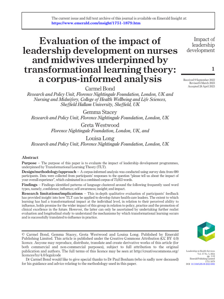 10 1108 - LHS 09 2022 0092 | PDF | Leadership | Self Efficacy