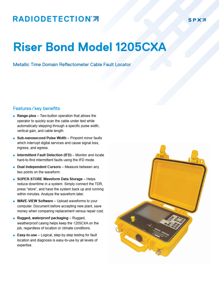 Radio Detection Riser Bond Model 1205CXA Data Sheet | PDF | Electronics | Computer Engineering