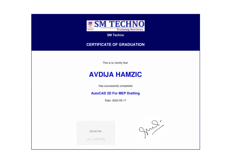 Certificate of Completion For Completely Free Autocad 2d For Mep ...