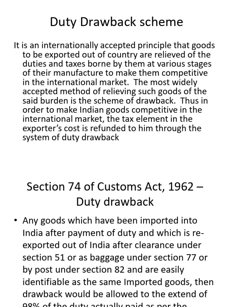 Duty Drawback Scheme Under Section 74 | PDF | Customs | Excise