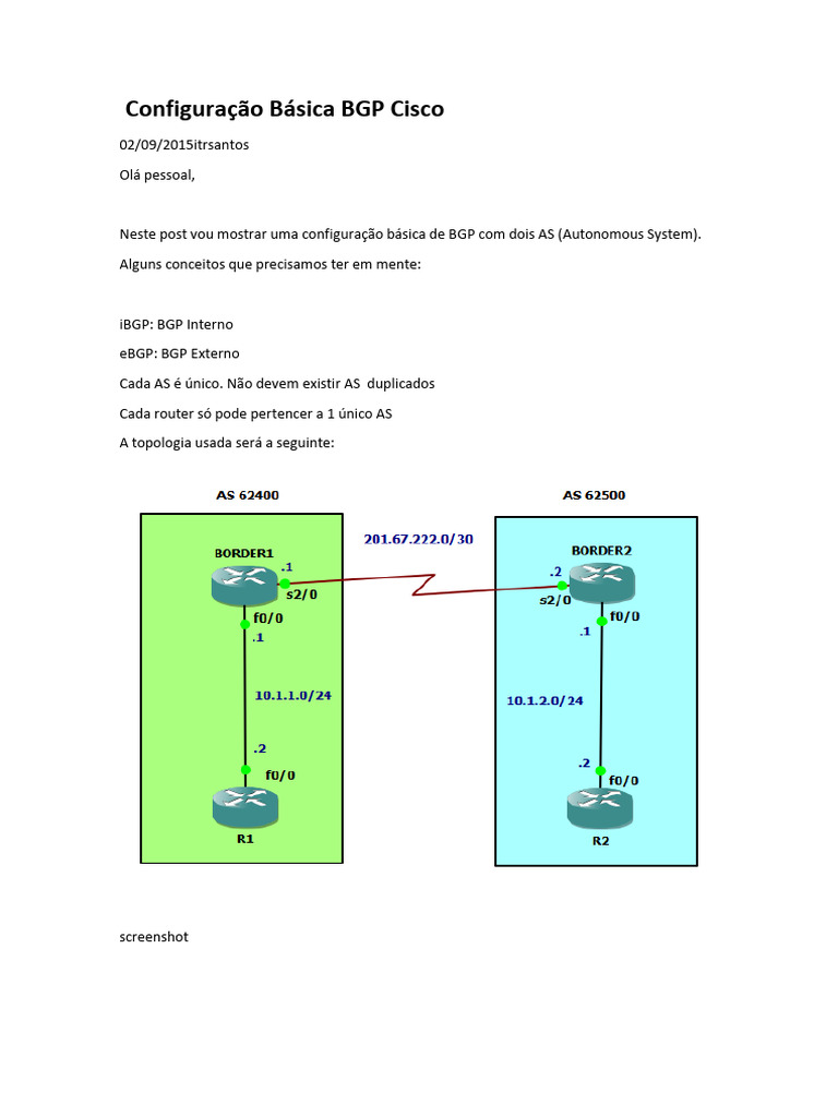 13 Configuração Básica BGP Cisco | PDF | I Pv6 | Wide Area Network