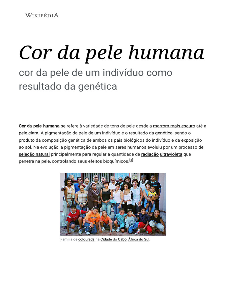 Variação da Cor da Pele Humana | PDF | Cor da pele humana | Biologia