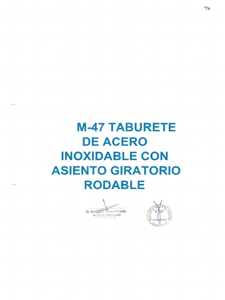 Ficha Tecnica Taburete de Acero Inoxidable | PDF
