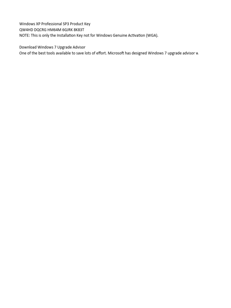 Windows XP SP3 Installation Key Guide | PDF | Games & Activities ...