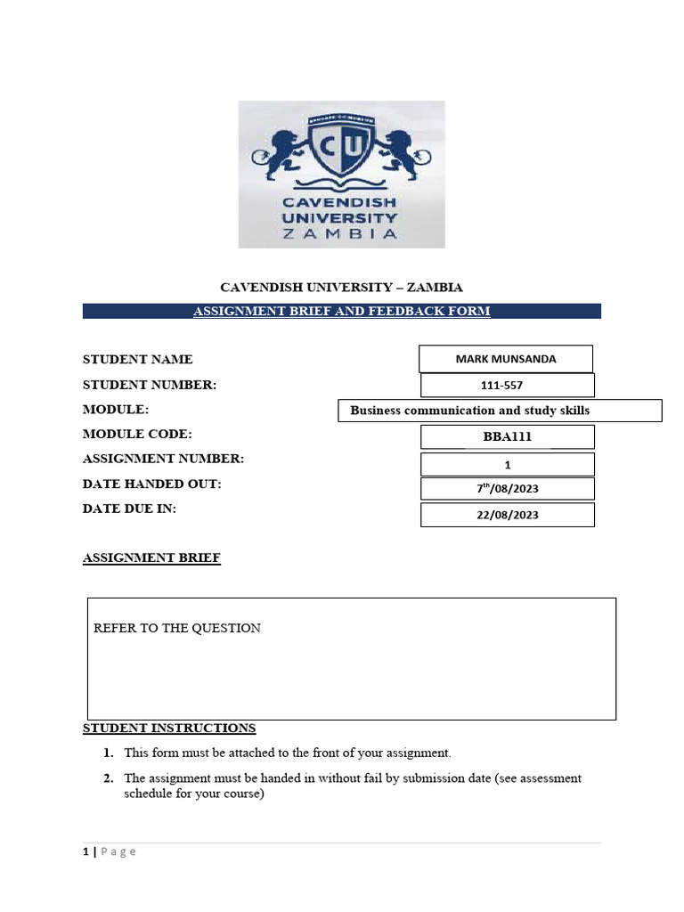 Bba Assignment For Mark | PDF | Communication | Information