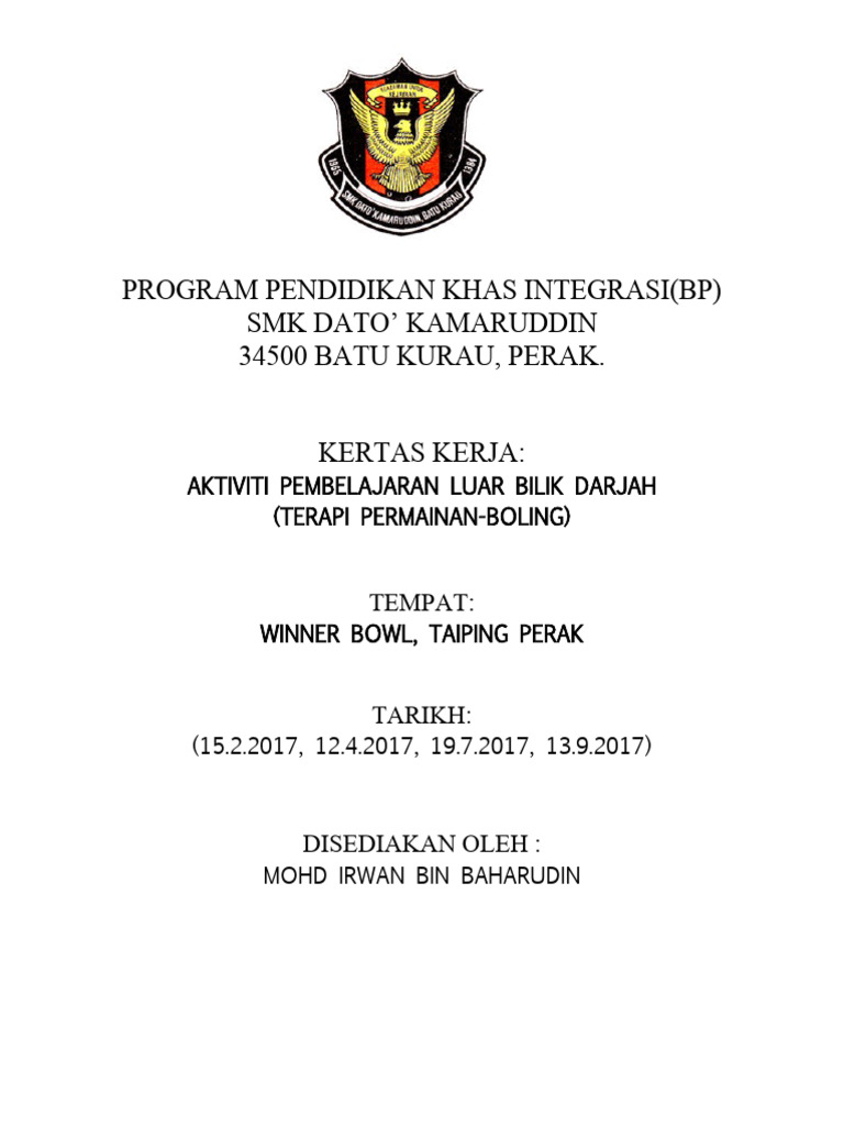 Terapi Permainan Boling SMK Dato' Kamaruddin | PDF