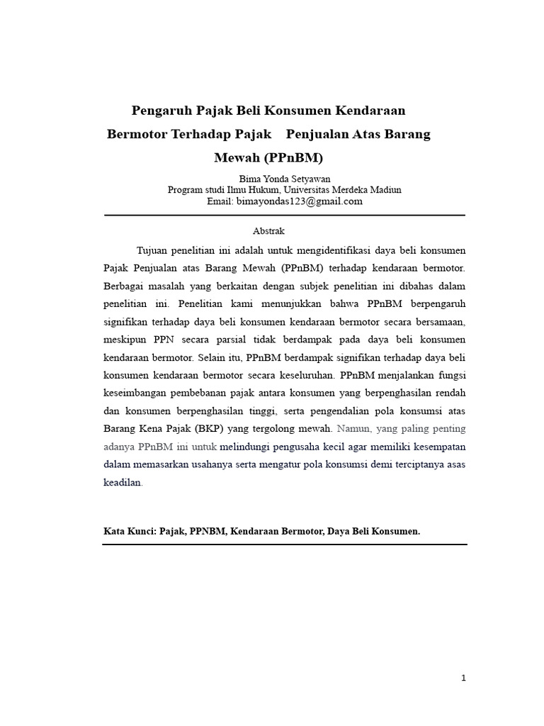 Bima Yonda S - 2111010048 - Jurnal Hukum Pajak | PDF | Hukum