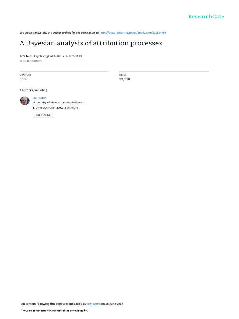 Ajzen (1975) | PDF | Causality | Bayesian Probability