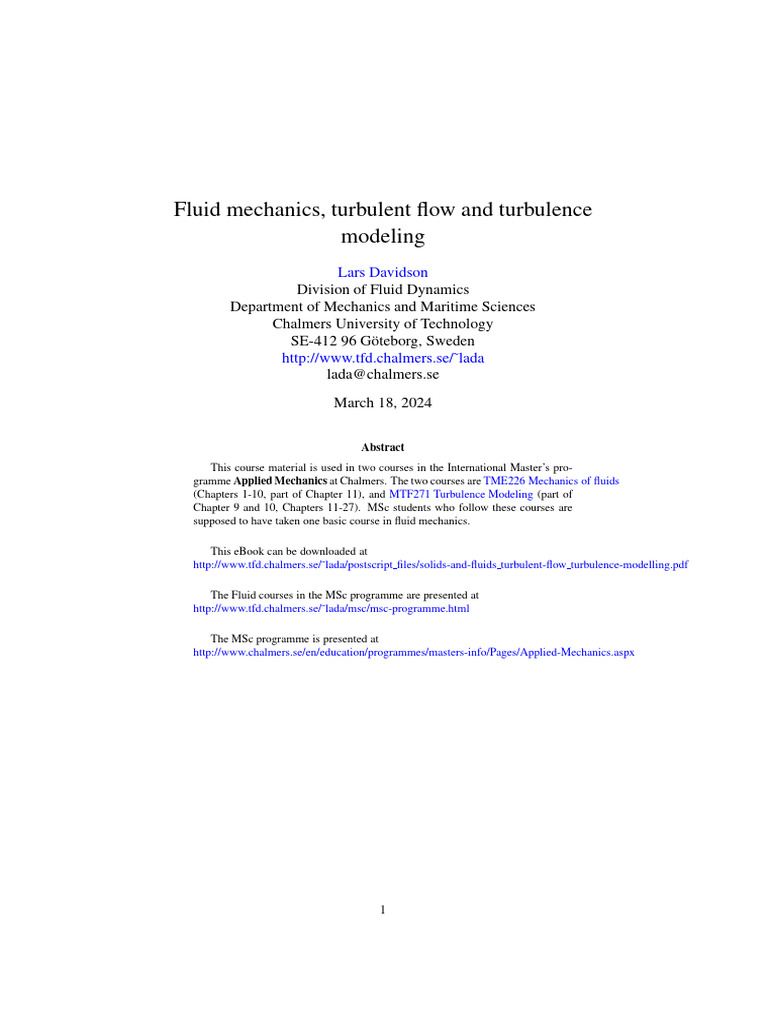 Solids and Fluids Turbulent Flow Turbulence Modelling | PDF | Fluid ...