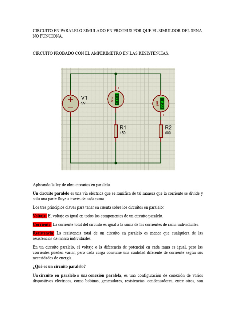 Circuito Paralelo en Proteus: Análisis y Simulación | PDF | Red ...