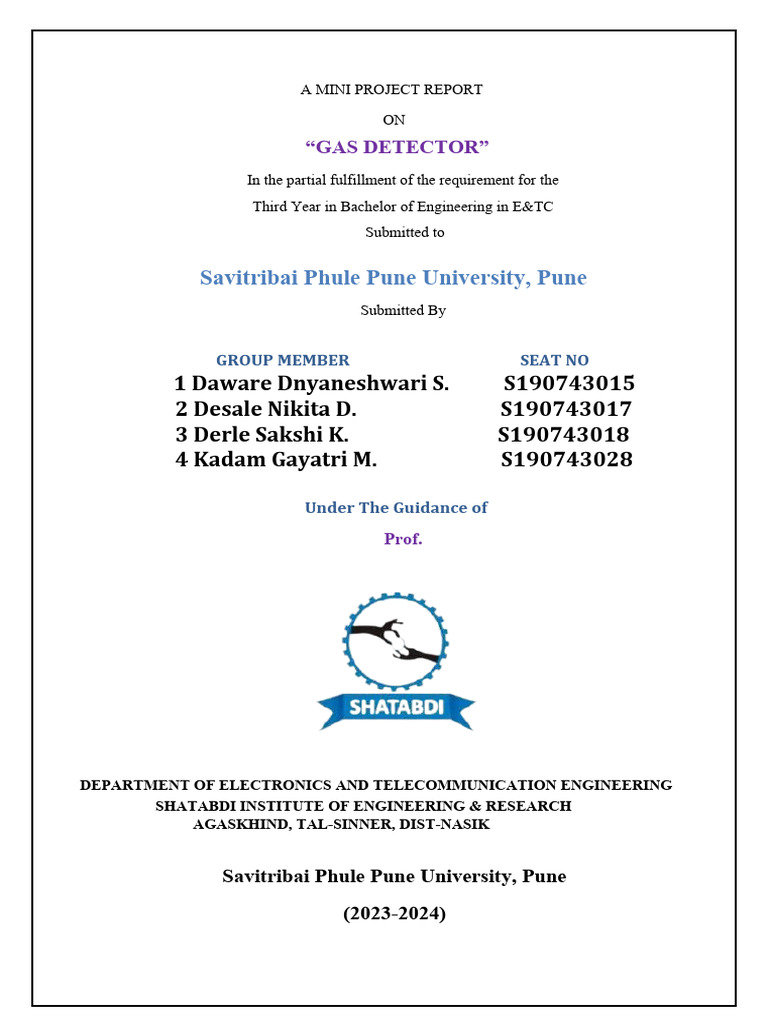 gas detector mini project | PDF | Internet Of Things | Air Pollution