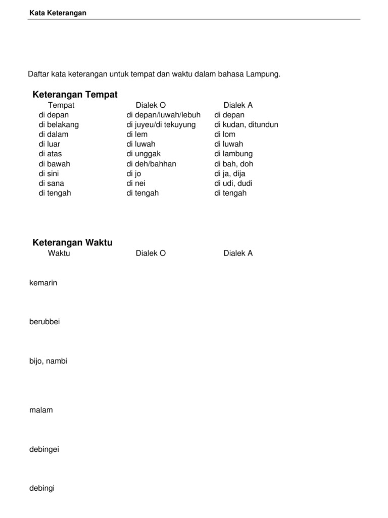 Kata Keterangan | PDF