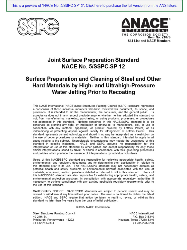 Preview NACE+No.+5+SSPC-SP12 | PDF | Water | Patent