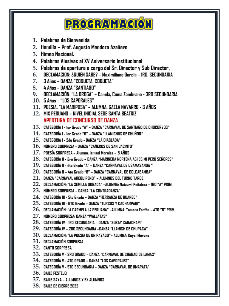 Programacion 2022 | PDF