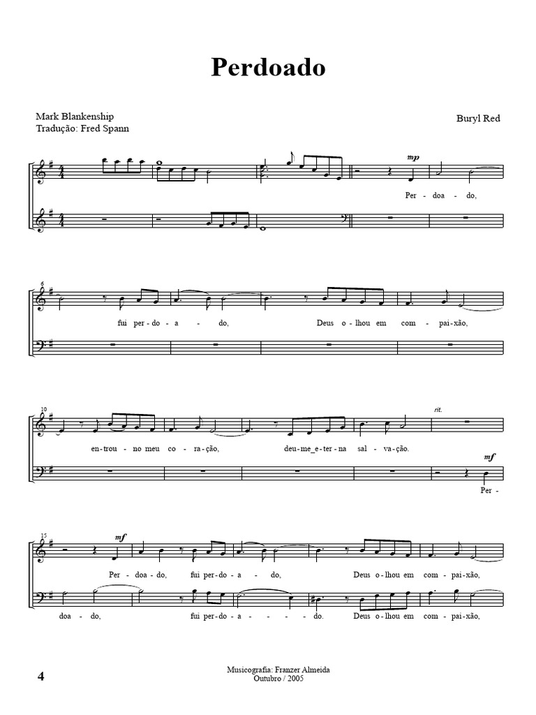 Perdoado - Partitura | PDF | Animais e seres humanos