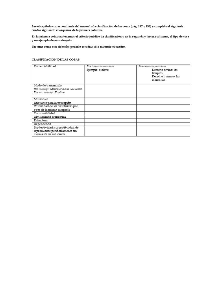 Clasificación de Las Cosas Cuadro para Completar | PDF | Finanzas y ...
