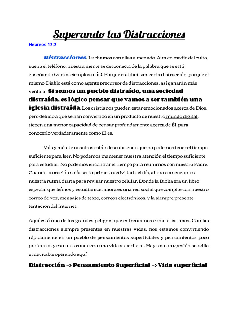 Superando Distracciones Espirituales | PDF | Cristo (título) | Jesús
