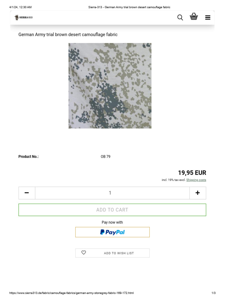 Sierra-313 - German Army Trial Brown Desert Camouflage Fabric | PDF | Taxes