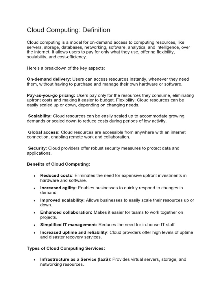 Cloud Computing Uint 1&2 | PDF | Cloud Computing | Software As A Service Cloud Computing Uint 1&2 | PDF | Cloud Computing | Software As A Service