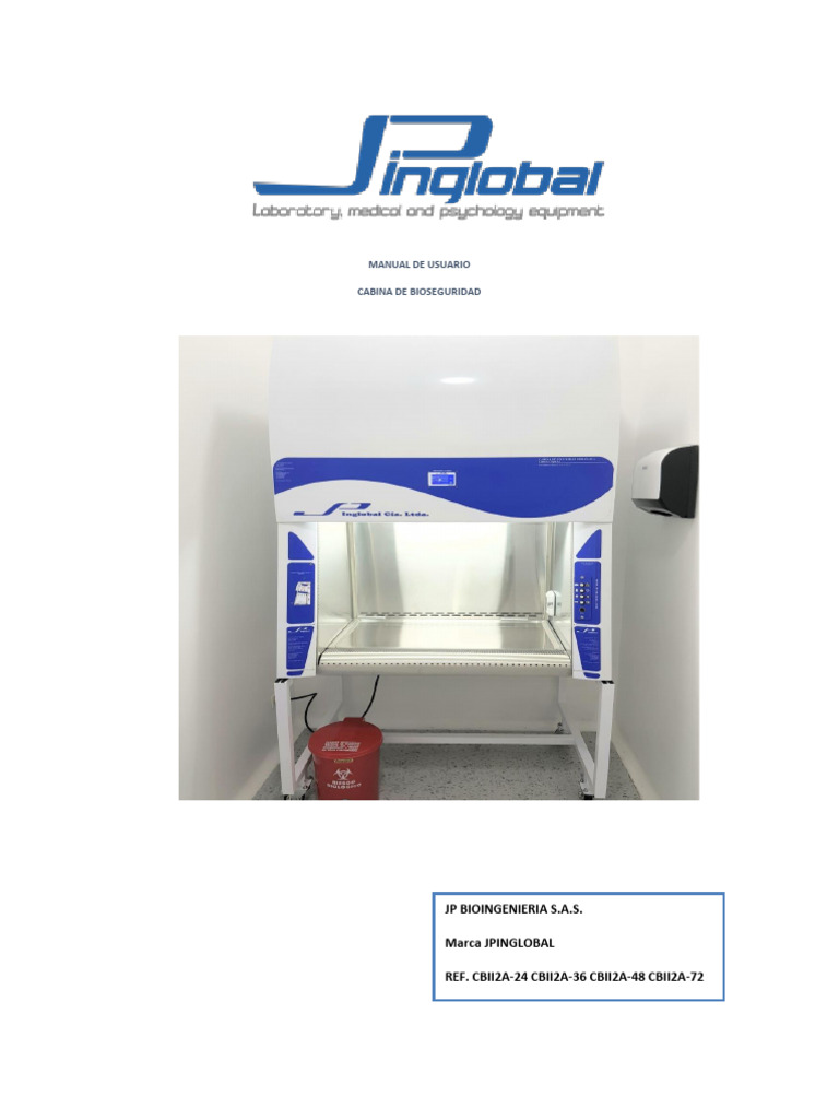 Manual de Cabina de Bioseguridad JP Inglobal | PDF | Ingenieria ...