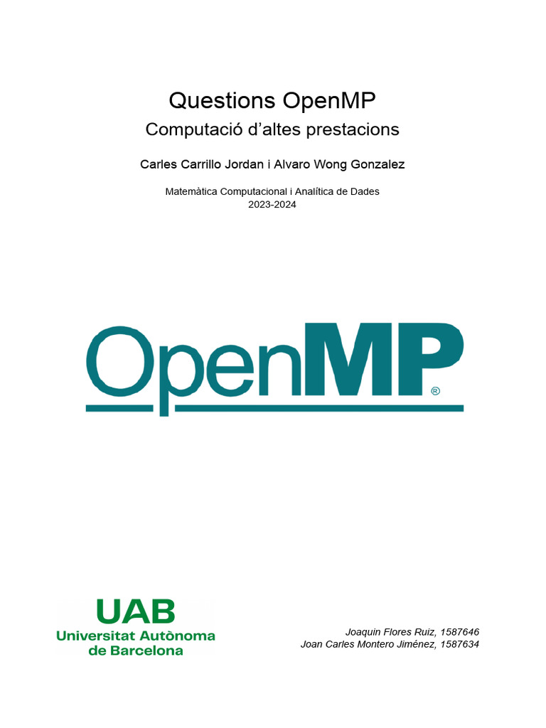 OpenMP Questions | PDF OpenMP Questions | PDF