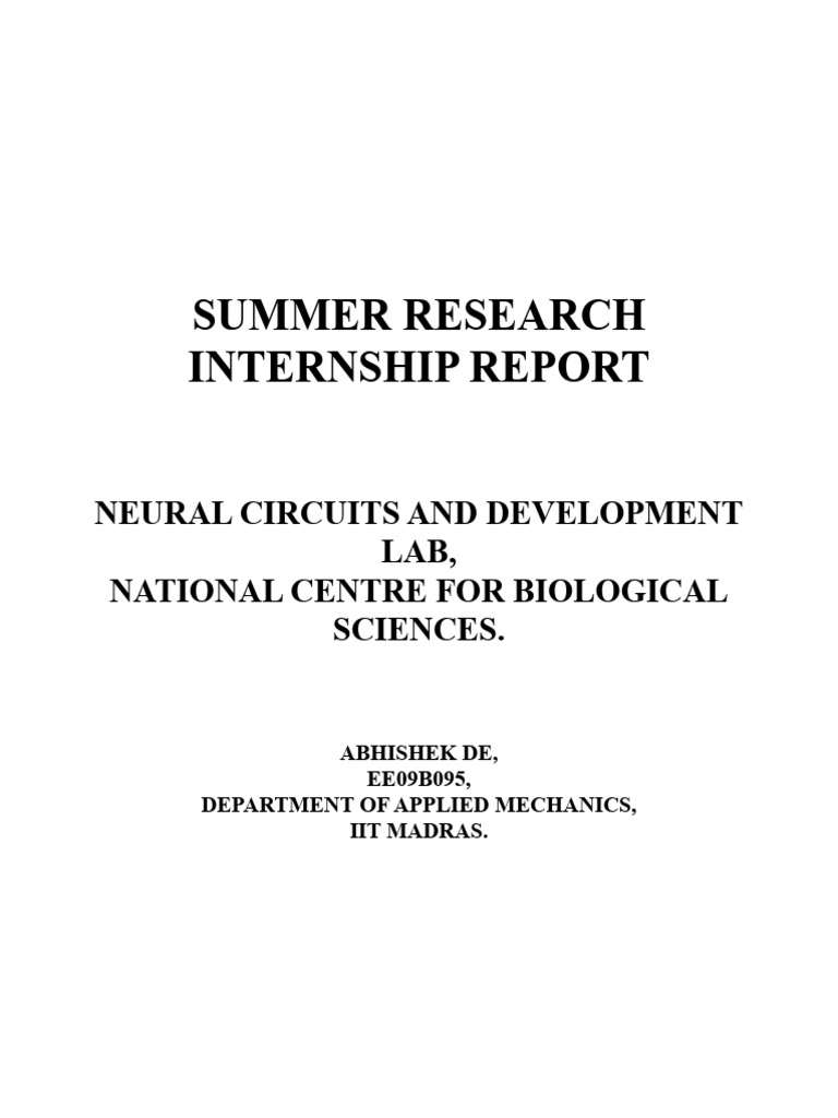 Summer Research Internship Report | PDF | Biology